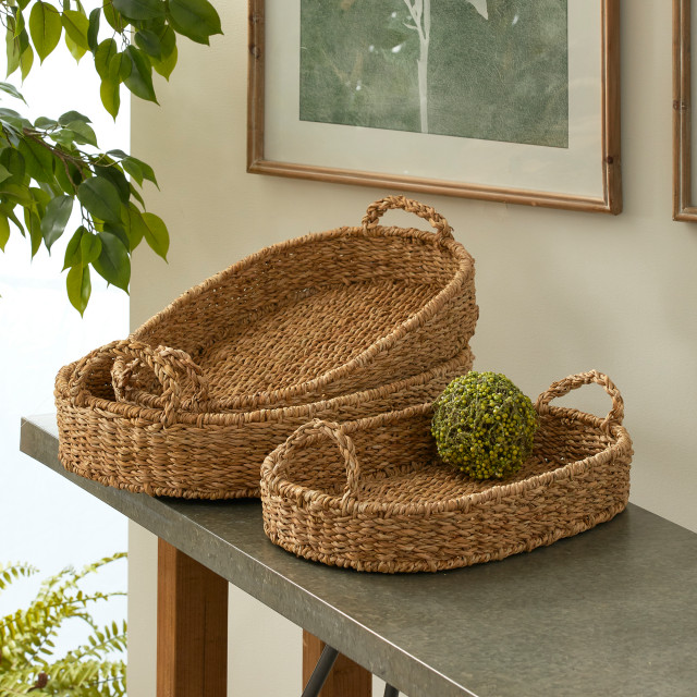 Seagrass Oval Trays, Set of 3 - Beach Style - Serving Trays - by Napa ...