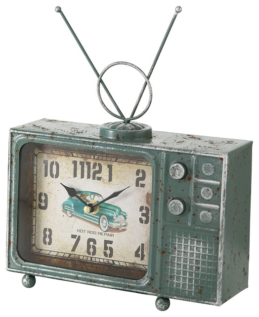 Faux TV Clock, 11.5 Inches - Industrial - Desk And Mantel Clocks - by ...