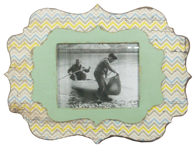 Quatrefoil Chevron Wooden Frame, Green, 8"x10" - Rustic - Picture ...