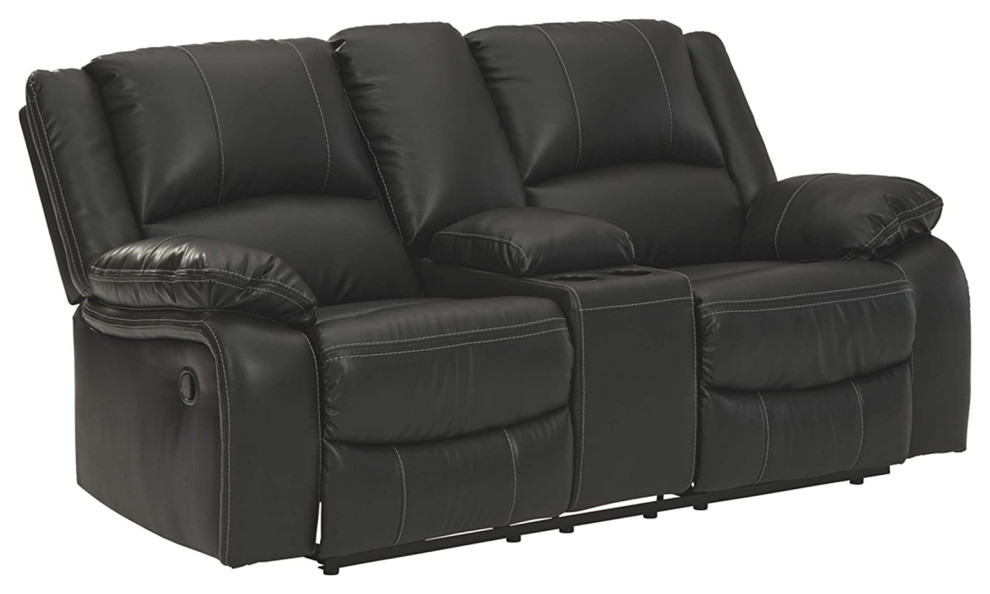 Modern Reclining Loveseat, Cushioned Seat & Back With Storage Console ...