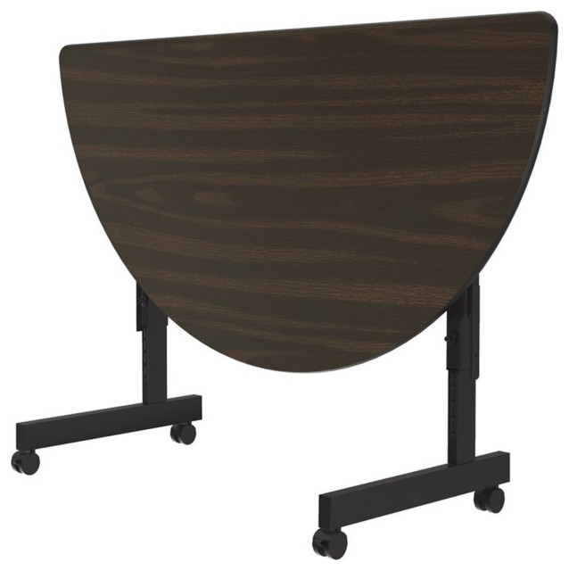 Pemberly Row Contemporary Wood & Metal Flip Top Nesting Table in Walnut ...