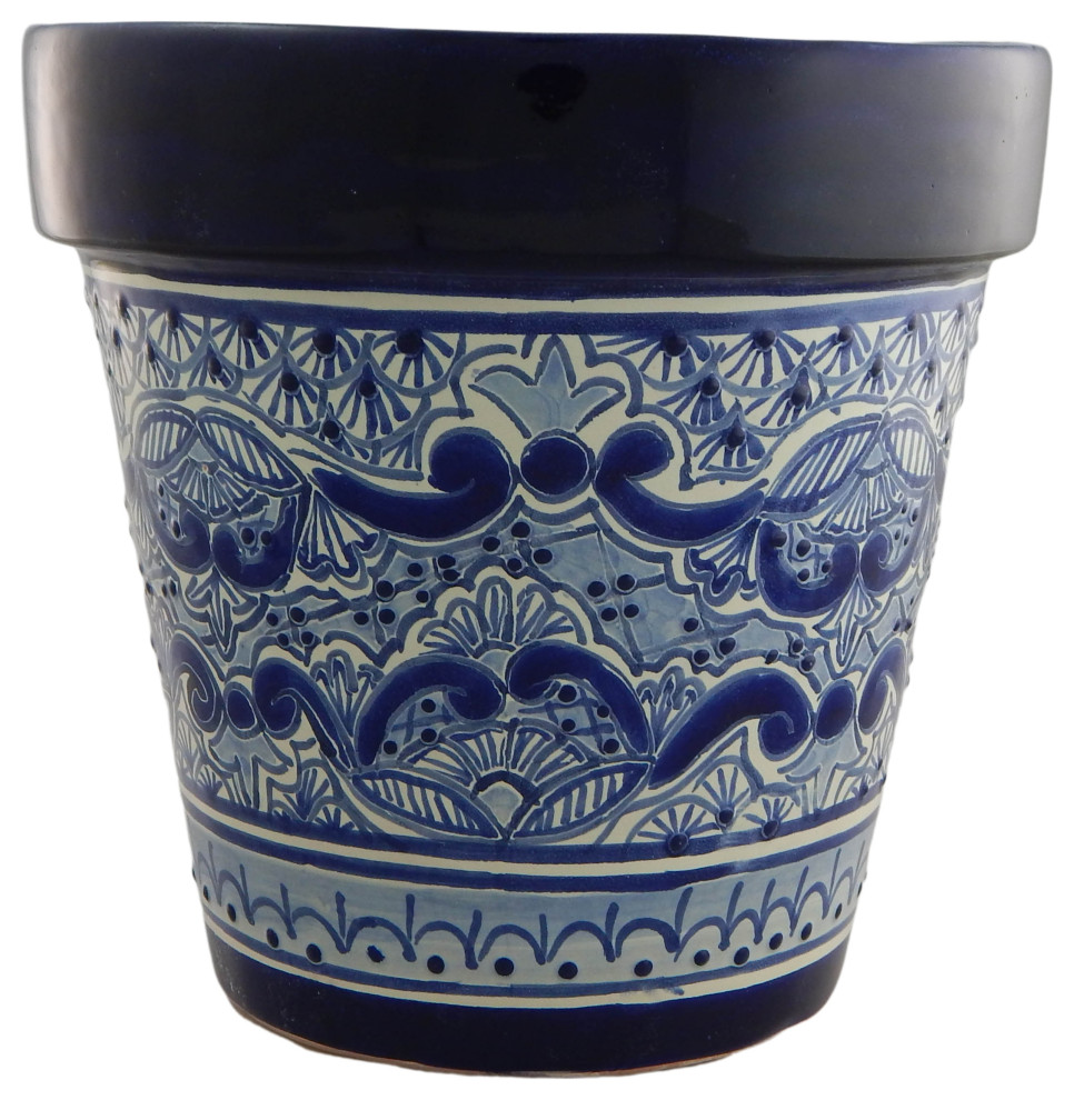Mexican Ceramic Flower Pot Planter Folk Art Pottery Handmade Talavera ...