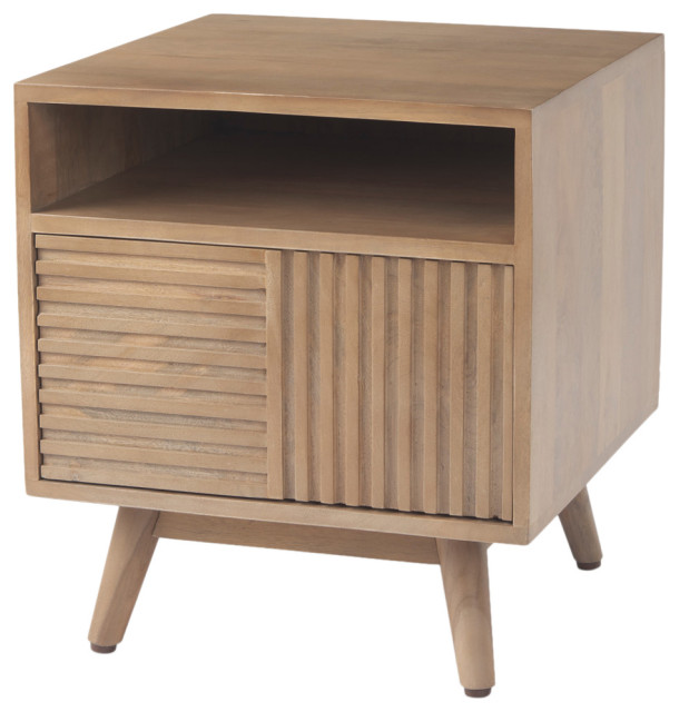 Sable Light Brown Solid Wood Side Table - Midcentury - Side Tables And ...