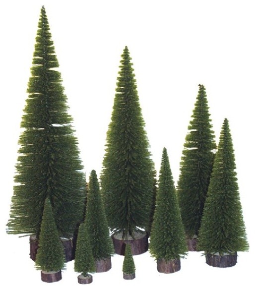 3" Moss Green Pine Village Tree - Traditional - Christmas Trees - by ...