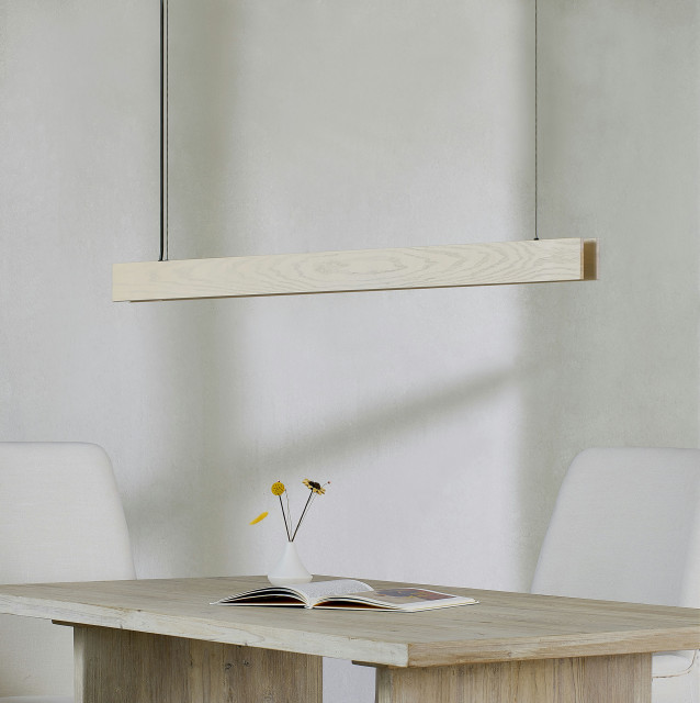 Talia Whitewash Oak Wood Ceiling Fixture - Transitional - Pendant ...