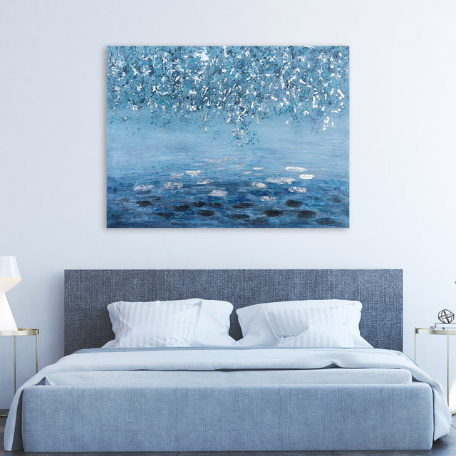 Abstract art "moonlit waterscape" Hand-painted oil painting original ...
