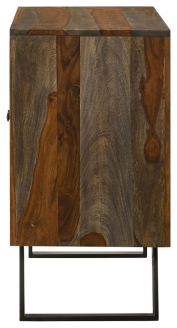 Coaster Mathis Farmhouse Sled Base Wood Accent Cabinet in Sheesham Gray ...