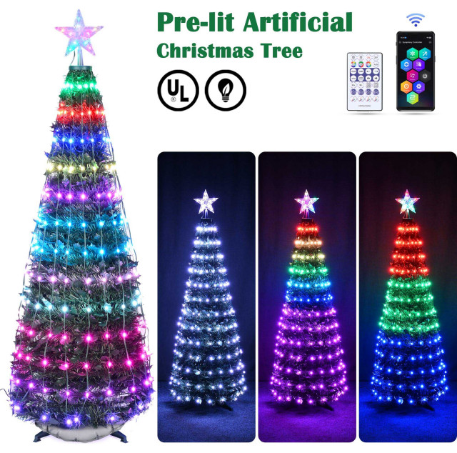 5 Ft Christmas Tree Decoration Light RGB LED String Lamp Bluetooth APP ...