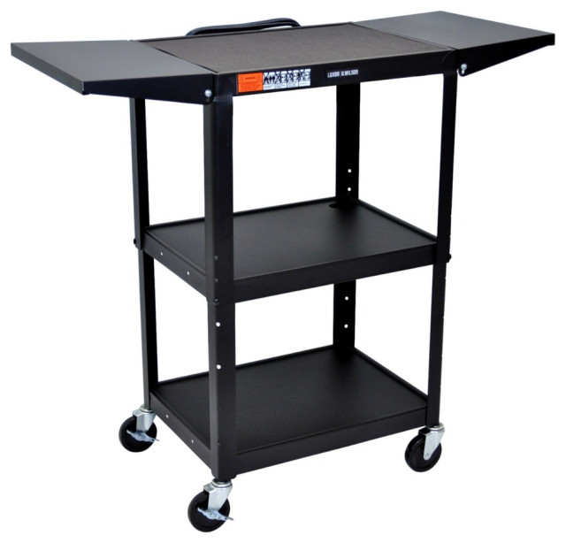 Adjustable-Height Steel Utility Cart with Drop Leaf Shelves ...