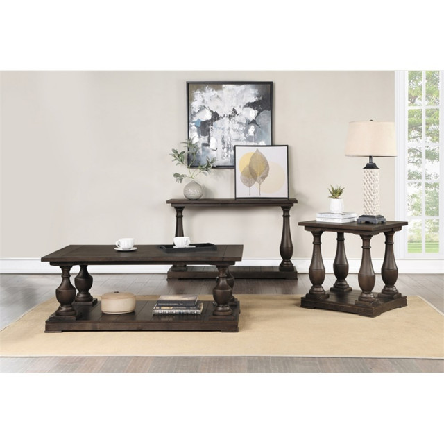 Coaster Traditional Wood Rectangular End Table with Floor Shelf in ...