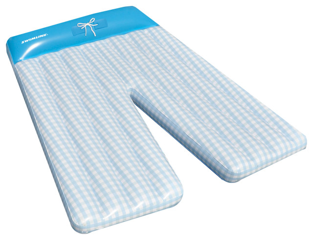 77.5" Inflatable Blue and White Checkered Board Shorts Double Lounge ...