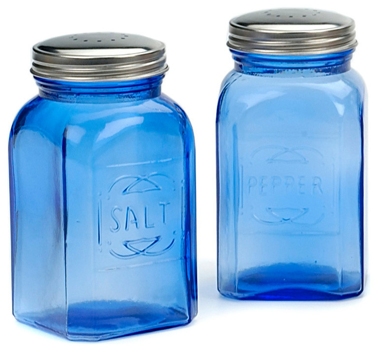 RSVP Retro Blue Glass Salt and Pepper Shaker Set - Contemporary - Salt ...