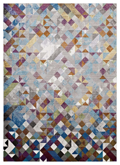 Lavendula Triangle Mosaic Area Rug - Geometric Pattern Durable ...