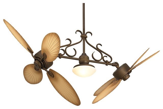 Country - Cottage 52" Casa Nova Palm Blades Dual Head Outdoor Ceiling ...