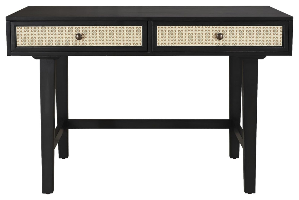 Abbyson Living Archer 2-toned cane writing desk, Folklore cane Desk ...