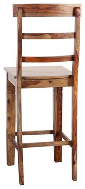 Home Square Sheesham Solid Wood Bar Stool in Brown Finish - Set of 2, 2 ...