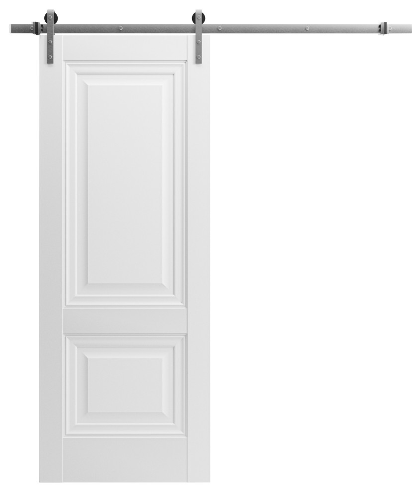 Barn Door, Lucia 8831 White Silk, Silver 6.6FT, 30"x80" - Transitional ...