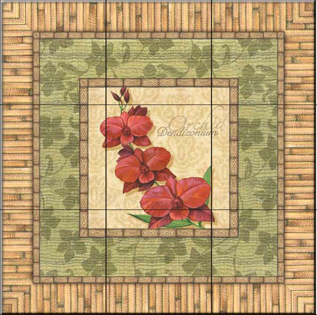 Tile Mural, Bright Orchids I by Charlene Audrey, 17" x 17" (16 Tiles ...