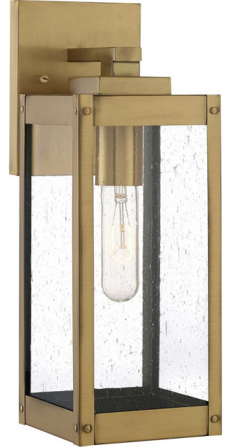 Outdoor Wall Lantern Light Fixture Rectangular Framework in Black Clear ...