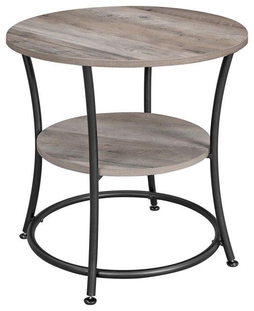 Round End Table with 2 Shelves for Living Room - Industrial - Coffee ...