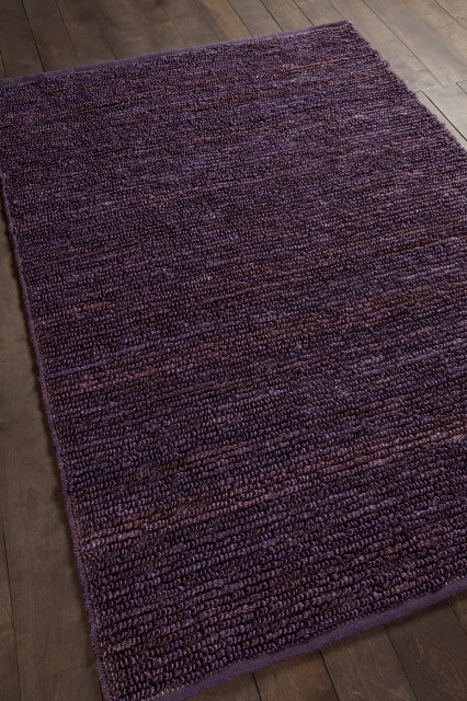 Arlene Hand-Woven Solid Color Jute Rug, Rectangular Purple 7'9"x10'6 ...