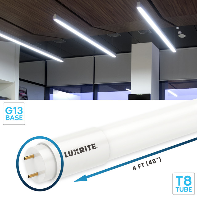 Luxrite 12-Pack 4FT T8 LED Tube Lights 5CCT Type B Up to 2250LM UL DLC ...