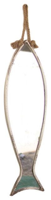 Nautical Ocean Distressed Finish Vertical Fish Shaped Antiqued Wall ...