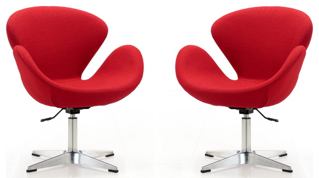 Raspberry Adjustable Swivel Chair, Red and Polished Chrome, Set of 2 ...