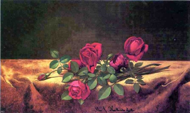 Martin Johnson Heade Roses Lying on Gold Velvet Wall Decal Print, 18x27 ...