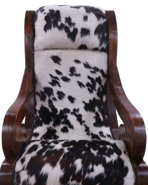 Hair-On Cowhide Wooden Handcrafted Rocking Chair RC115-FC, 24" W x 48 ...