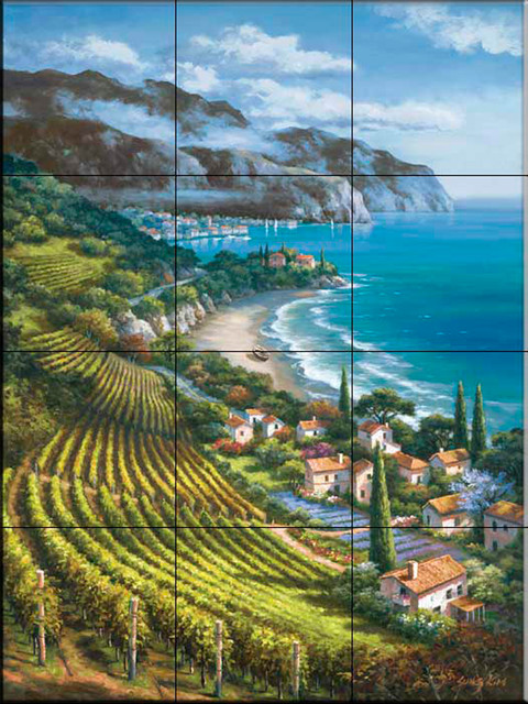 Tile Mural, Vineyard Village I by Sung Kim, 12.75" x 17" (12 Tiles ...
