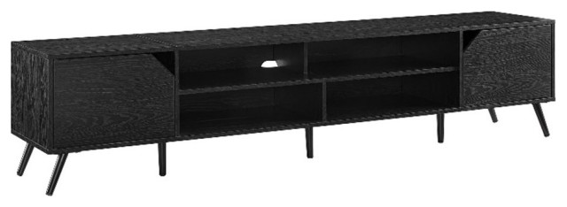 80" Mid-Centruy MCM Simple Wood TV Stand - Black - Midcentury ...