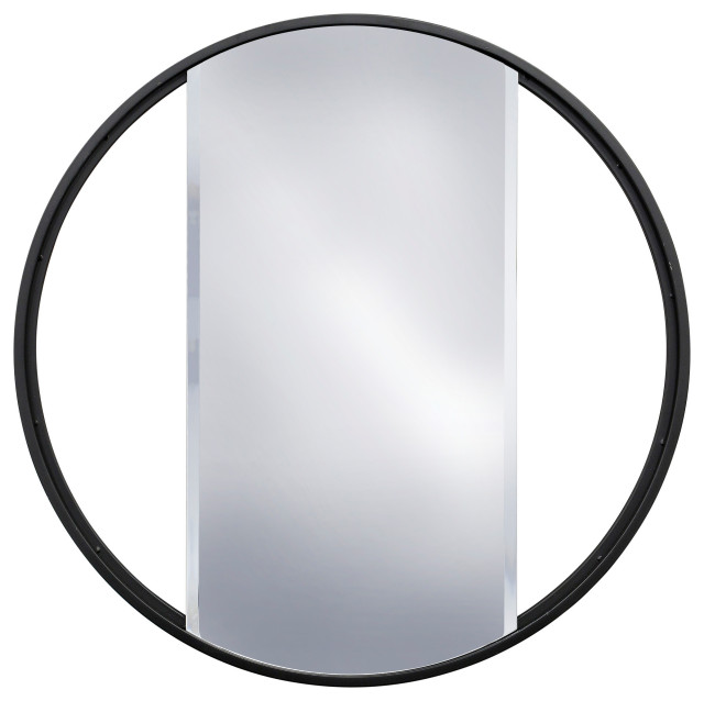 Ebony Metal Window Panel Wall Mirror, Black - Transitional - Mirrors ...