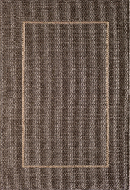 Santorini Long Floats Gray With Natural Beige Inset Border Rug, 27"x4 ...