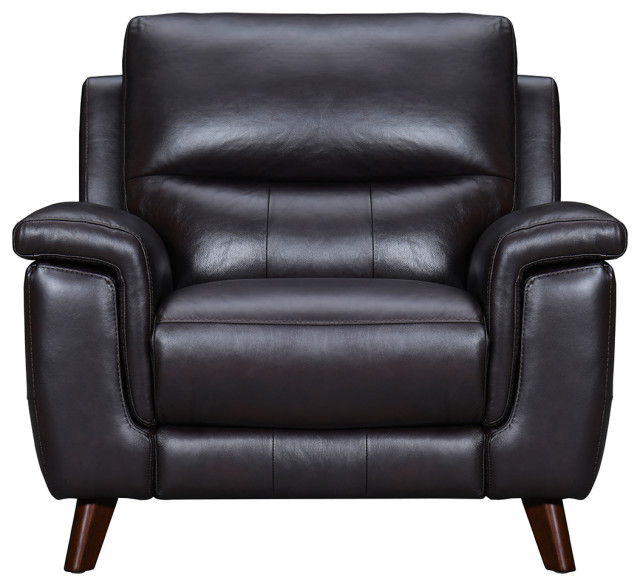 Lizette Brown Leather Power Recliner With USB - Midcentury - Recliner ...
