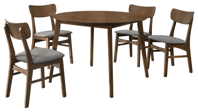 Modrest Castiano Modern Walnut Round Dining Set - Midcentury - Dining ...
