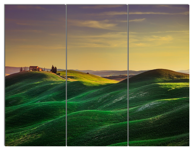 "Green Rolling Hils in Crete Senesi", 36"x28" - Contemporary - Metal ...
