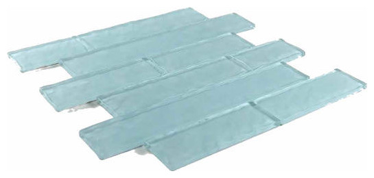 Mosaic Subway Glass Tile - Blue Green Glossy - Contemporary - Mosaic ...