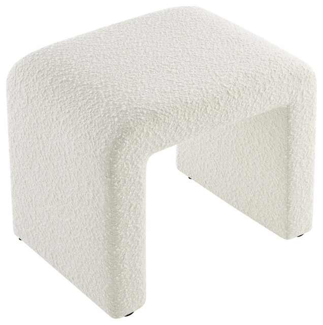 Simba Boucle Fabric Waterfall Stool - Ivory - Transitional - Accent And ...