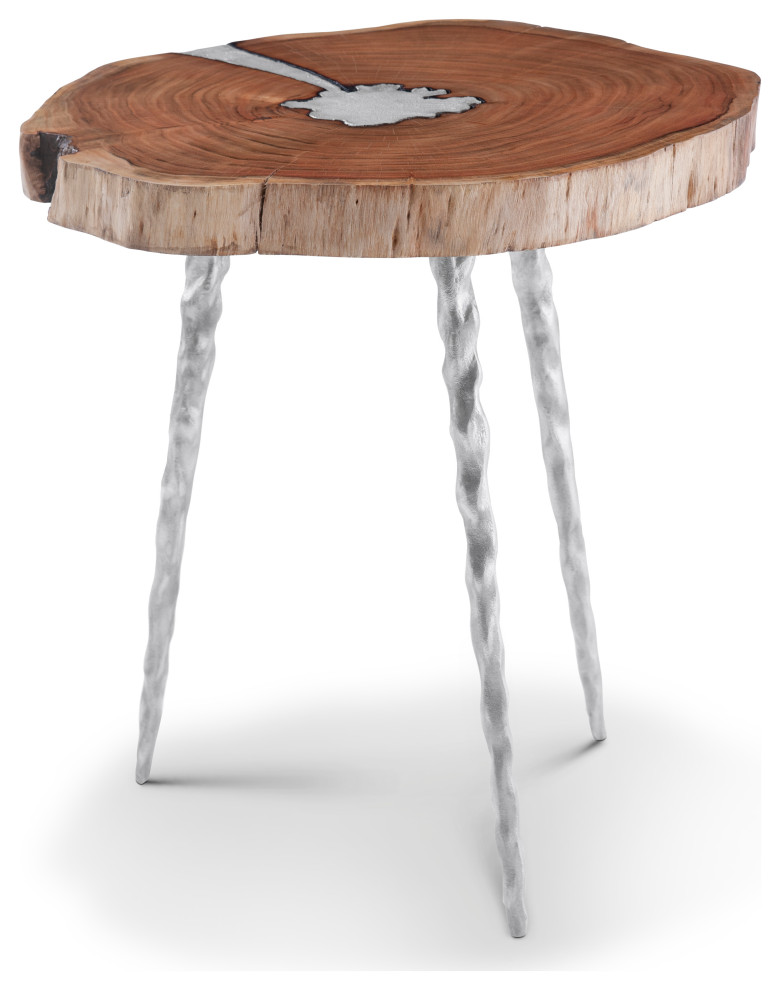 Molten Side Table, Large, Poured Aluminum In Wood - Midcentury - Side ...