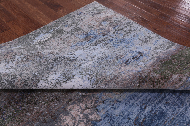 Abstract Hand Knotted Wool and Silk Rug 7' 11" X 10' 1" Q7178, 7' 11" X ...