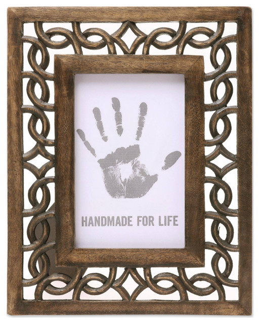 NOVICA Interlinked And Wood Photo Frame (4X6) - Farmhouse - Picture ...