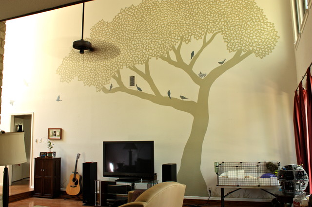 Giant Living Room Trees Mural - Contemporary - Austin - by Avery O ...