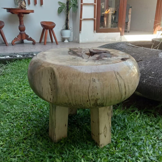 Tamarind Round Wood Stool/Side Table - Rustic - Side Tables And End ...