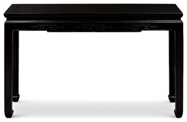48in Matte Black Elmwood Chinese Key Motif Asian Console Table - Asian ...