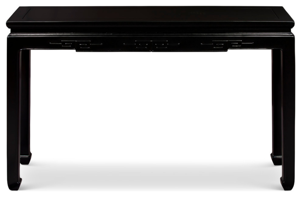 48in Matte Black Elmwood Chinese Key Motif Asian Console Table - Asian ...
