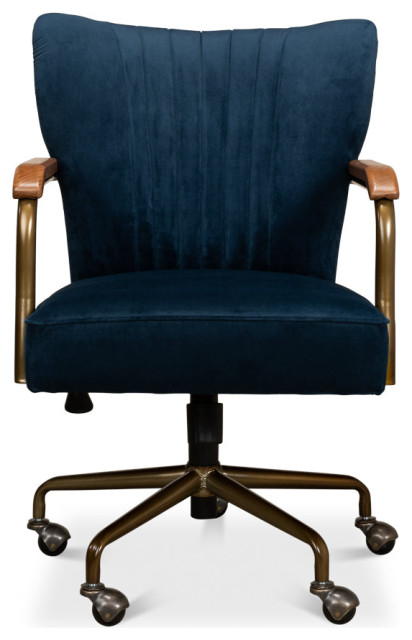 Brooks Home Office Swivel Chair Blue Velvet - Traditional - Office ...