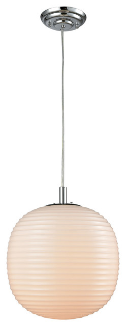 Beehive 1 Light Pendant, Polished Chrome, Opal White Beehive Glass ...