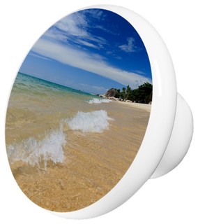 Waves Lapping On Beach Ceramic Cabinet Drawer Knob - Beach Style ...