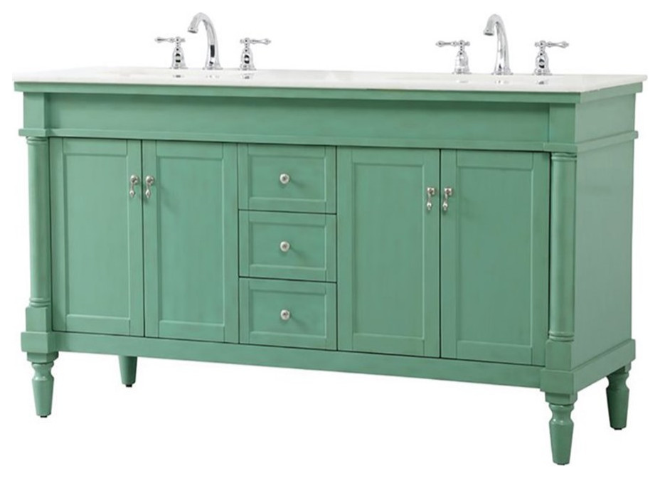 Elegant Decor Lexington 60" Solid Wood Double Bathroom Vanity in ...